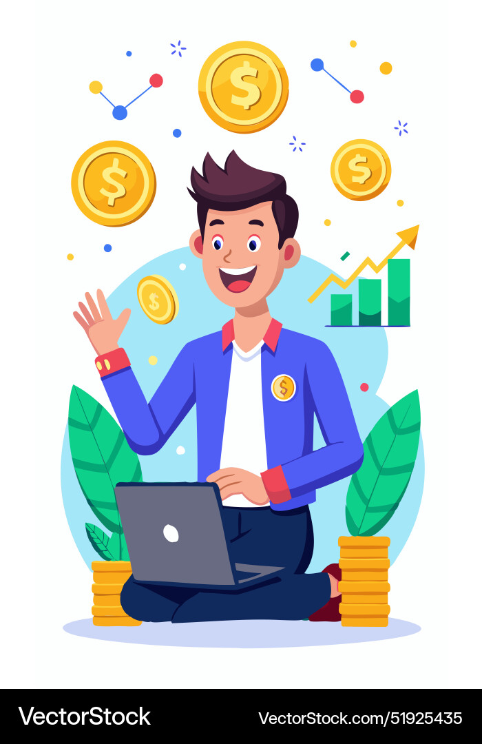 Successful online investor Royalty Free Vector Image