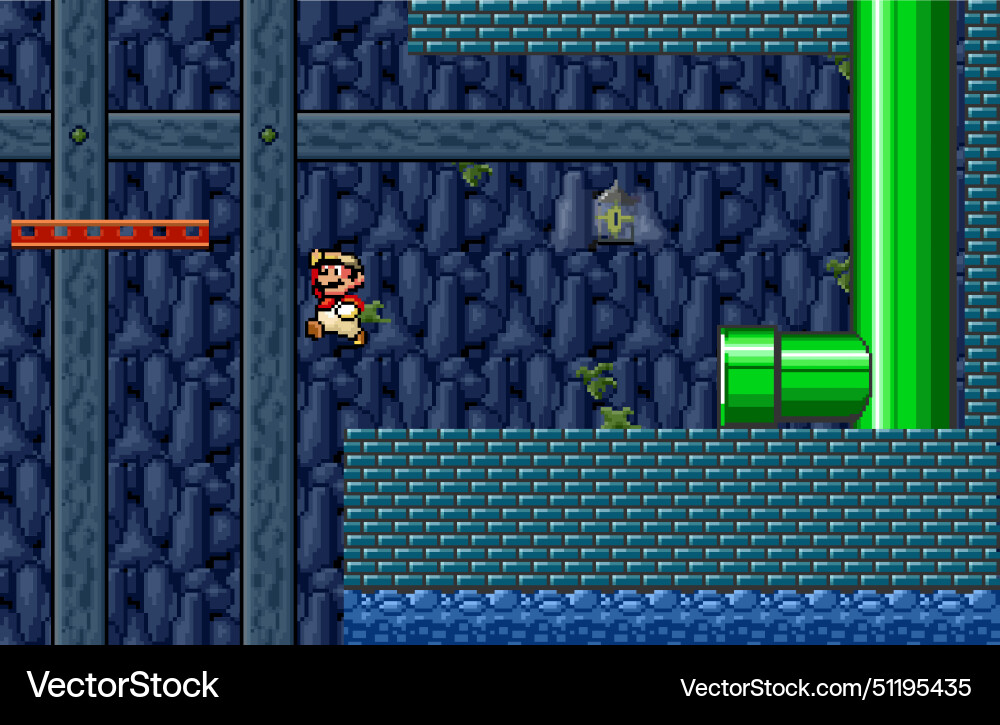 Super mario bros classic video game pixel design Vector Image