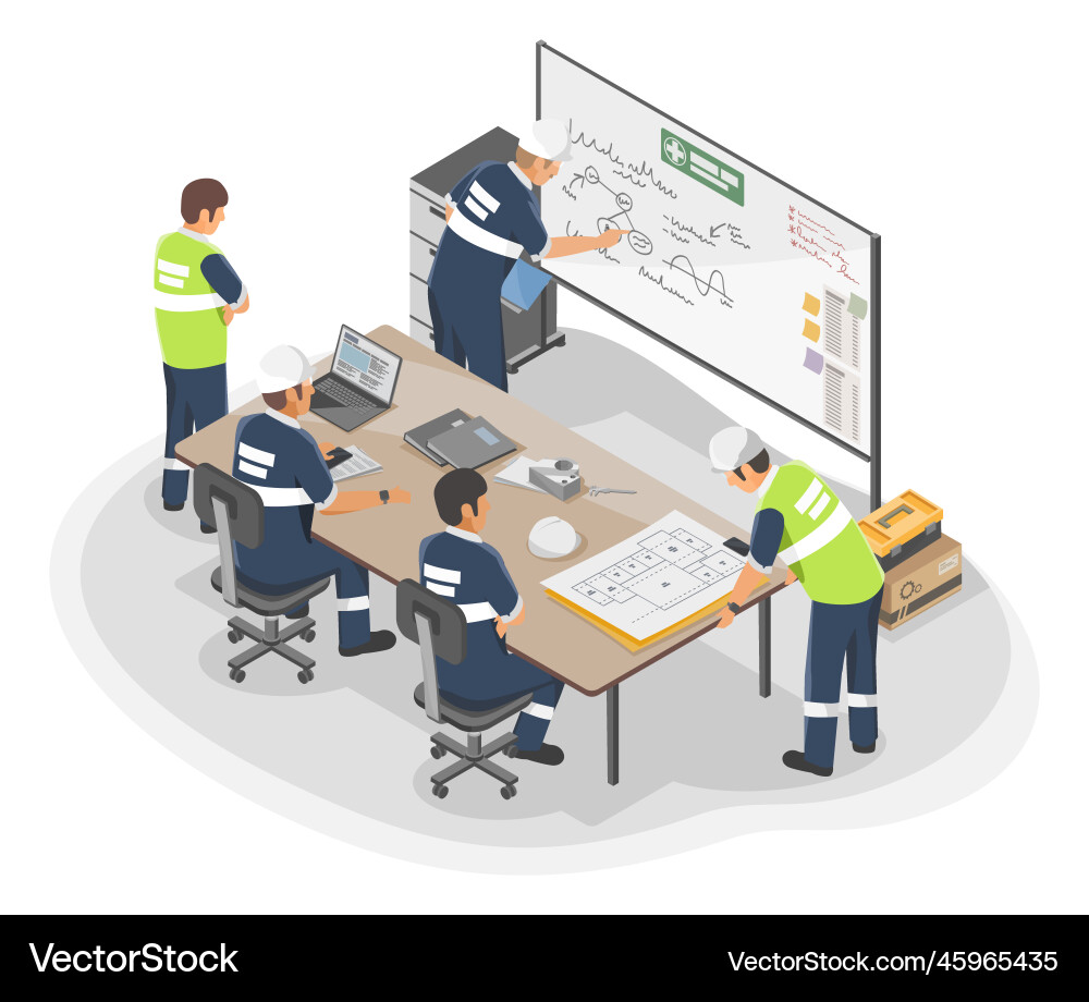 Technician and engineer meeting on room Royalty Free Vector