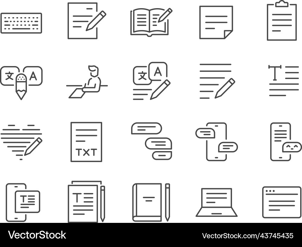 Text icon set Royalty Free Vector Image - VectorStock