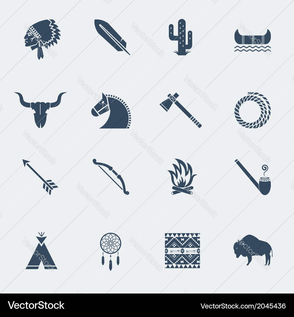 American native indians icons isolated Royalty Free Vector
