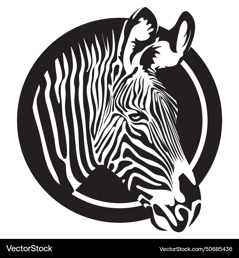 Drawing of a zebra head in circle Royalty Free Vector Image