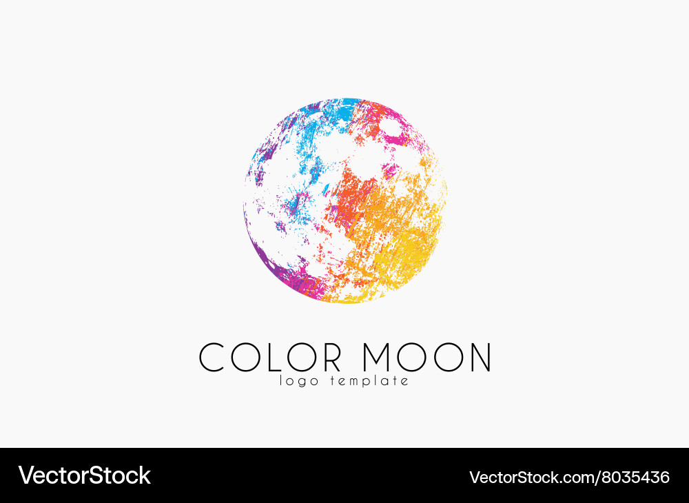 Moon logo design color cosmic space Royalty Free Vector