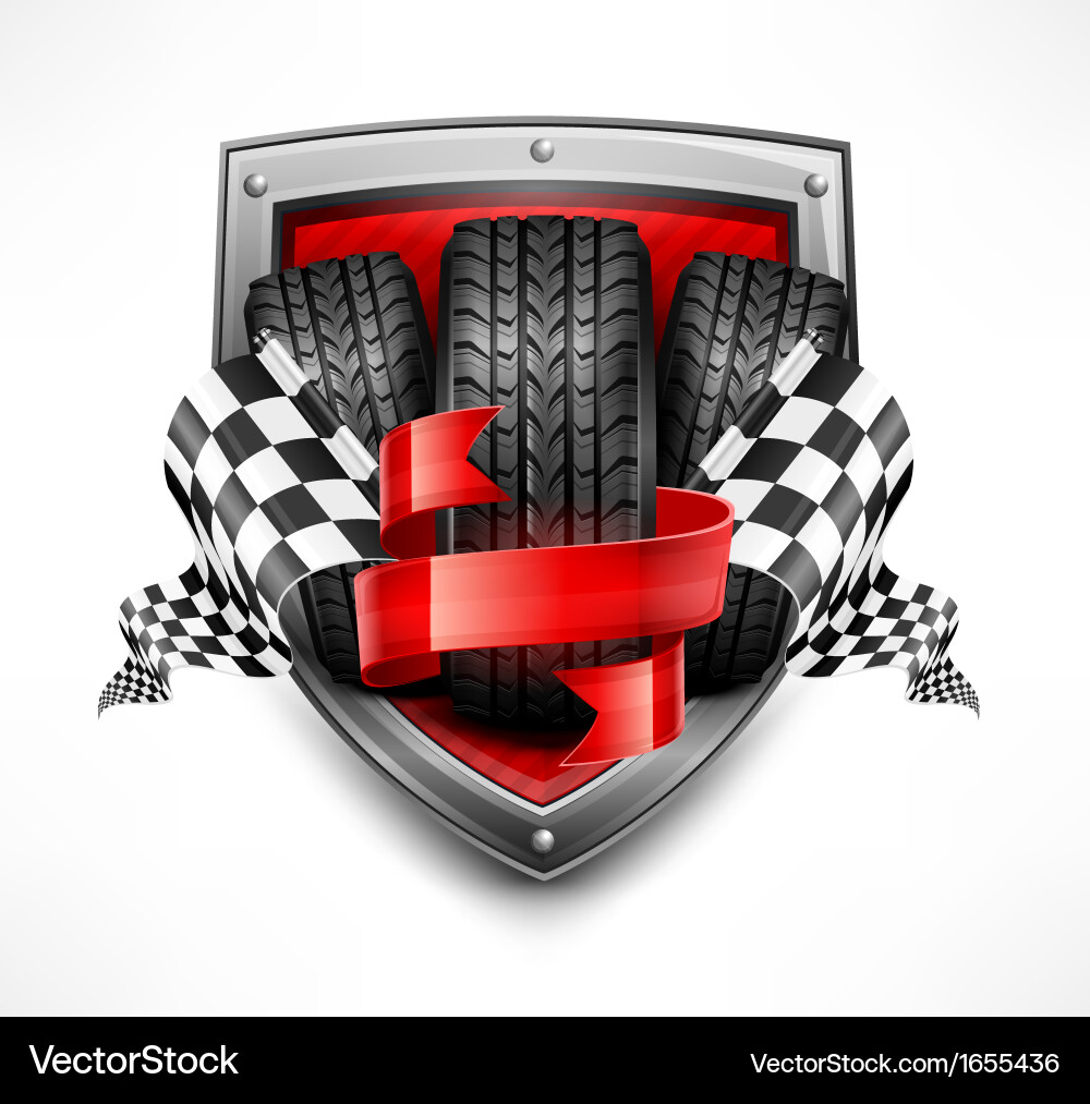 Racing symbols on shield Royalty Free Vector Image