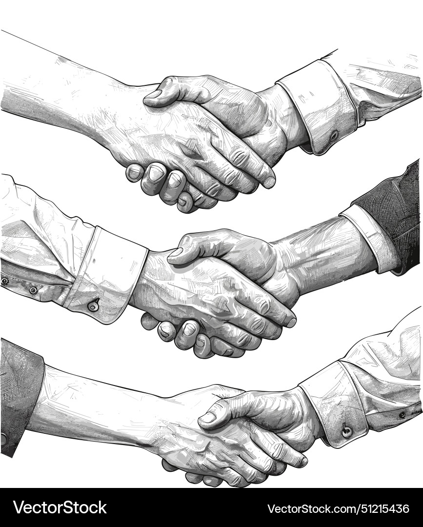 Sketch handshake businessman business Royalty Free Vector