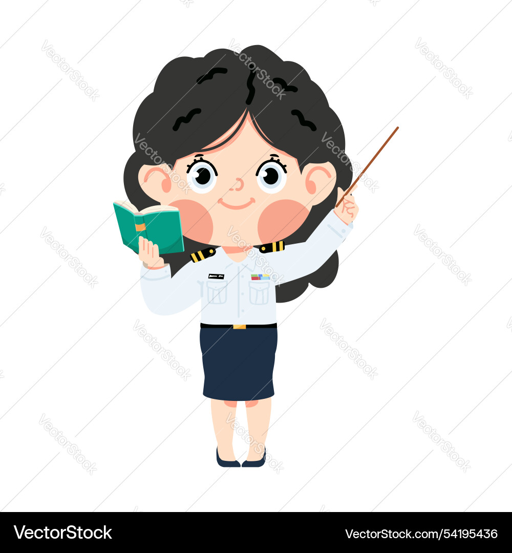 Teacher holding a book and pointing at something Vector Image