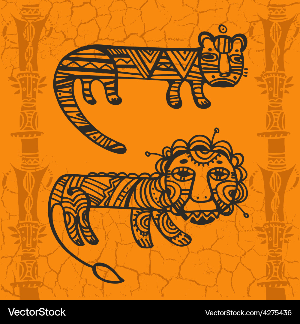 Tiger and leo Royalty Free Vector Image - VectorStock