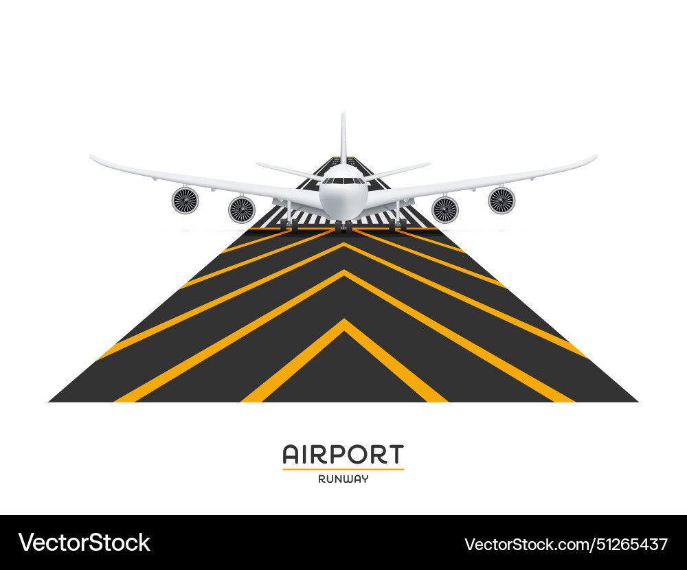 Airplane on airport runway for take off Royalty Free Vector