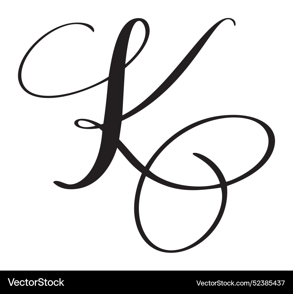 Calligraphy hand drawn letter k icon logo Vector Image