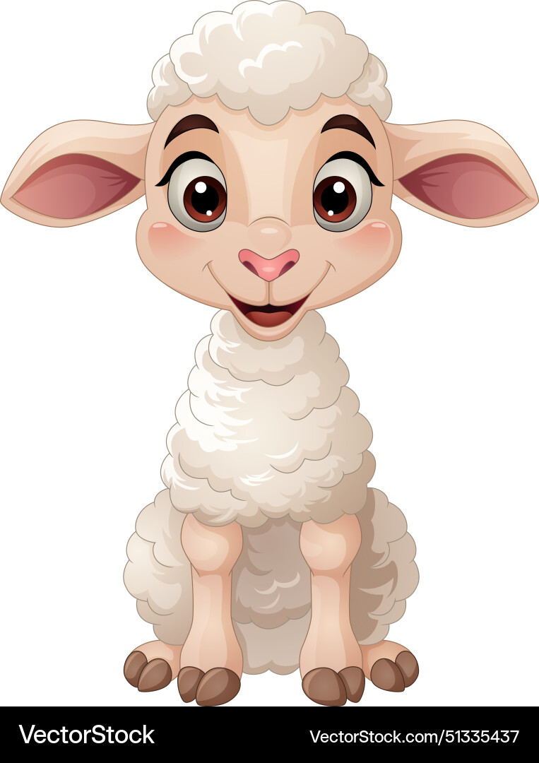Cartoon funny little lamb sitting Royalty Free Vector Image