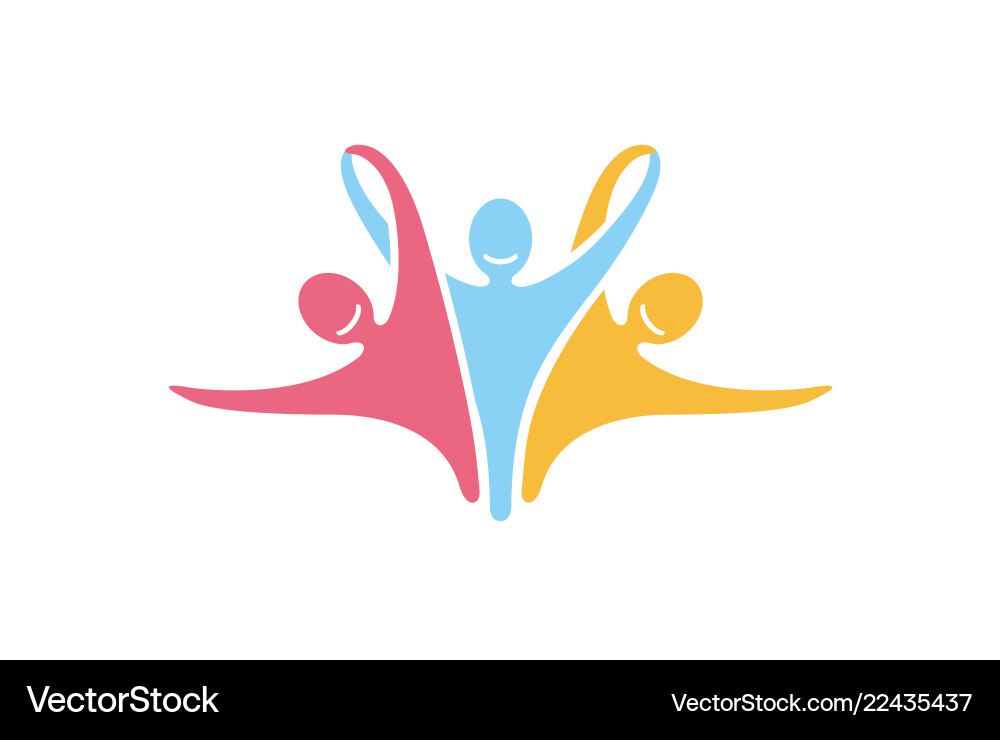 Colorful abstract happy winners people logo Vector Image