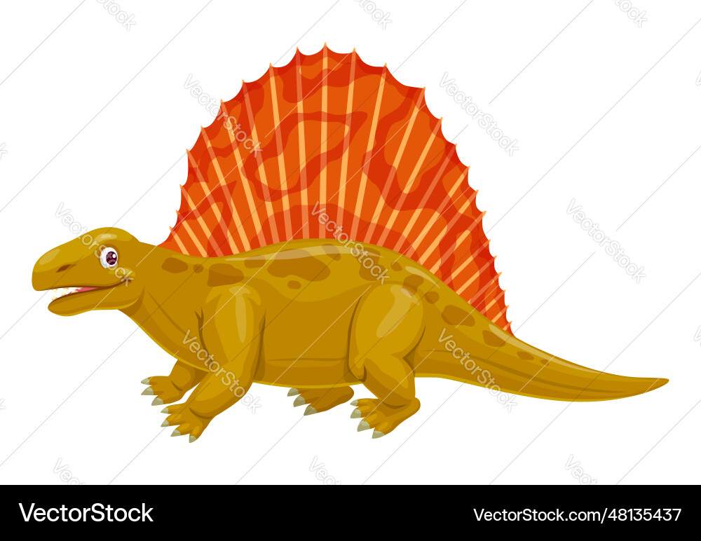 Dimetrodon dinosaur cheerful cartoon character Vector Image