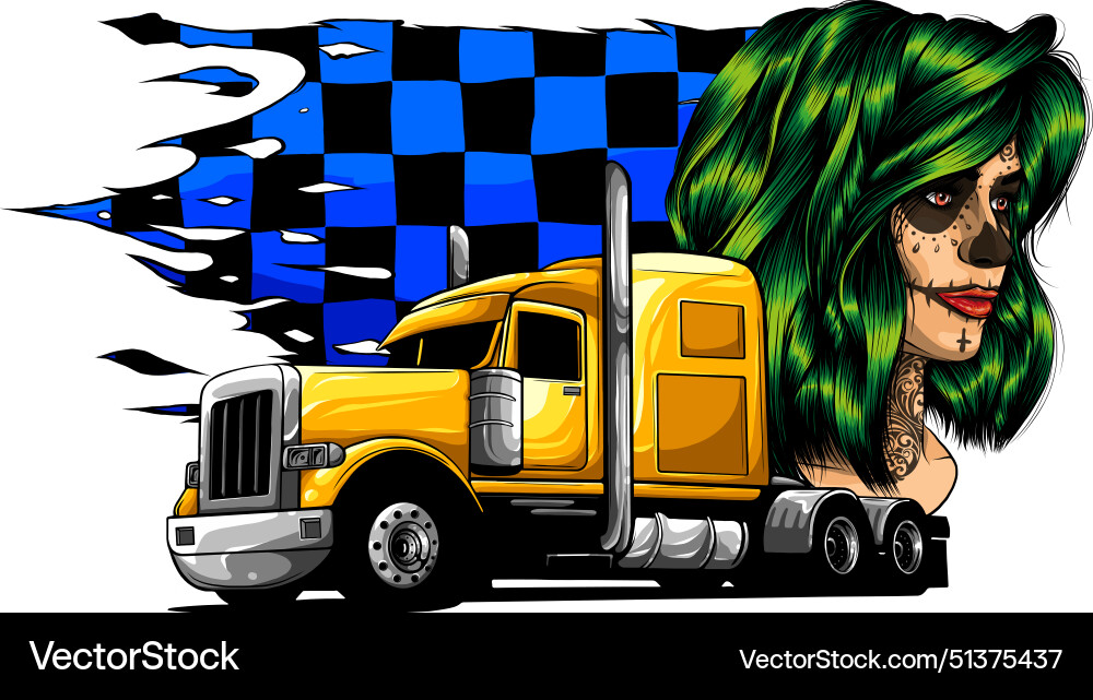 Draw semi truck vehicle design Royalty Free Vector Image