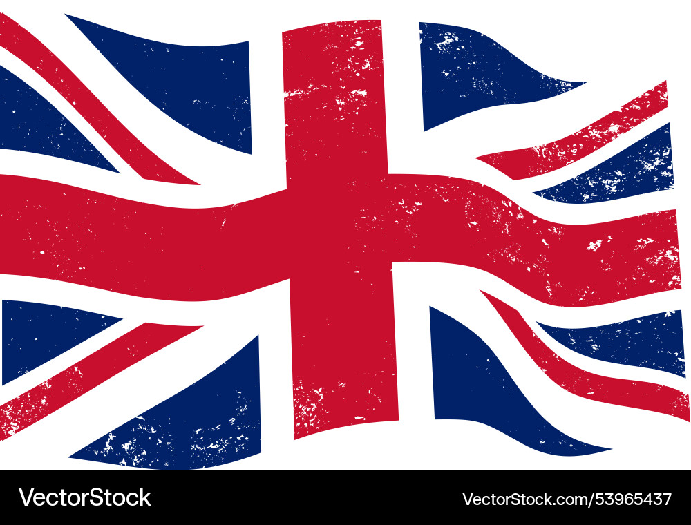 Flying british flag with a grunge effect uk Vector Image