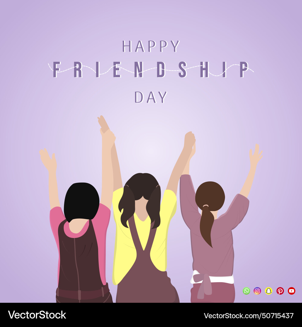 Friendship day three friends Royalty Free Vector Image