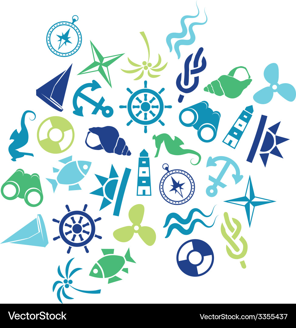 Marine icons Royalty Free Vector Image - VectorStock