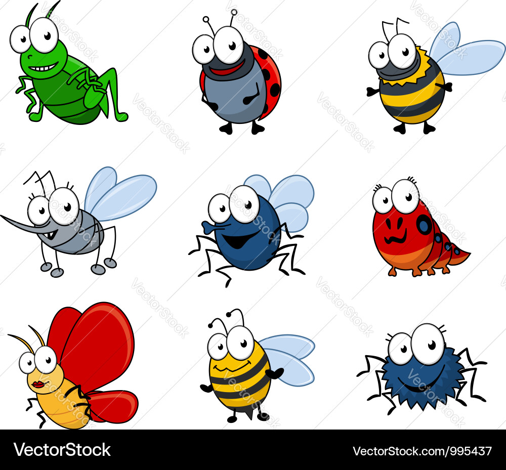 Set of cartoon insects Royalty Free Vector Image