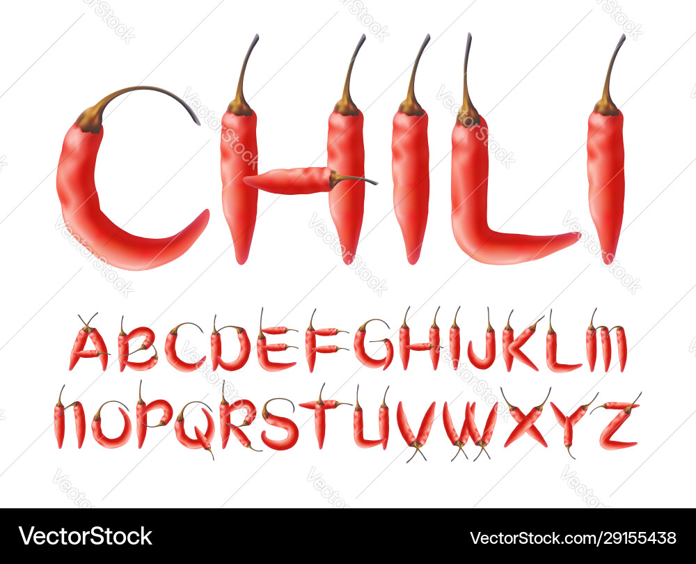 Chili Lettering Set Royalty Free Vector Image - VectorStock