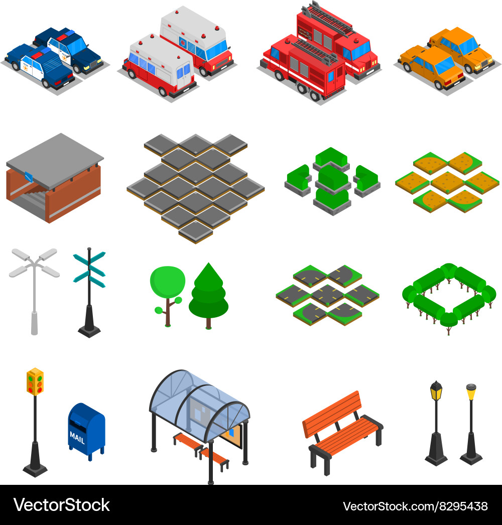 City infrastructure elements set Royalty Free Vector Image