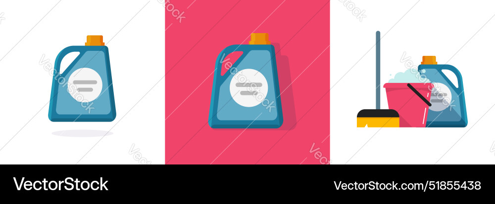 Cleaner detergent icon flat cartoon graphic set Vector Image
