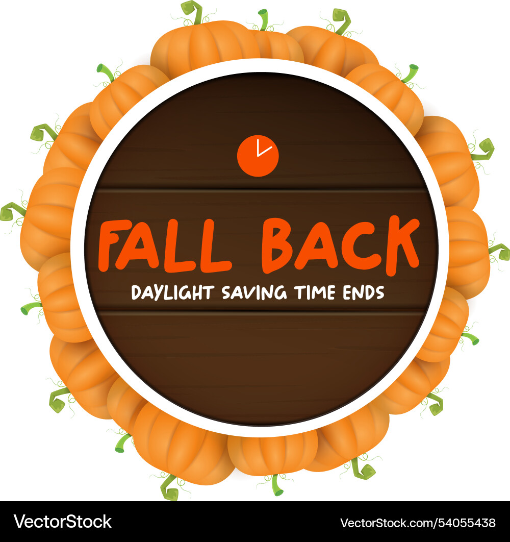 Fall back 2024 autumn daylight saving time ends Vector Image
