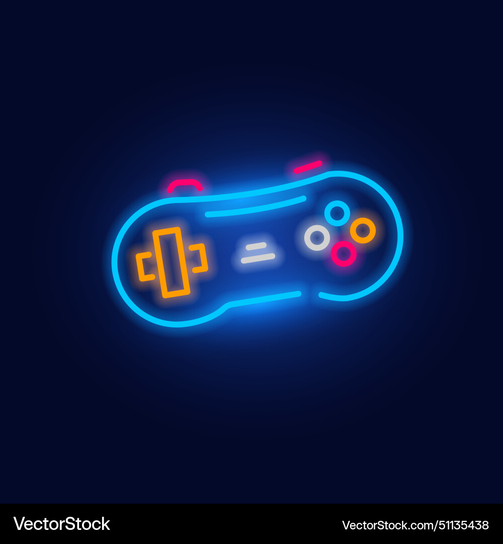 Fashion game console neon sign night bright Vector Image