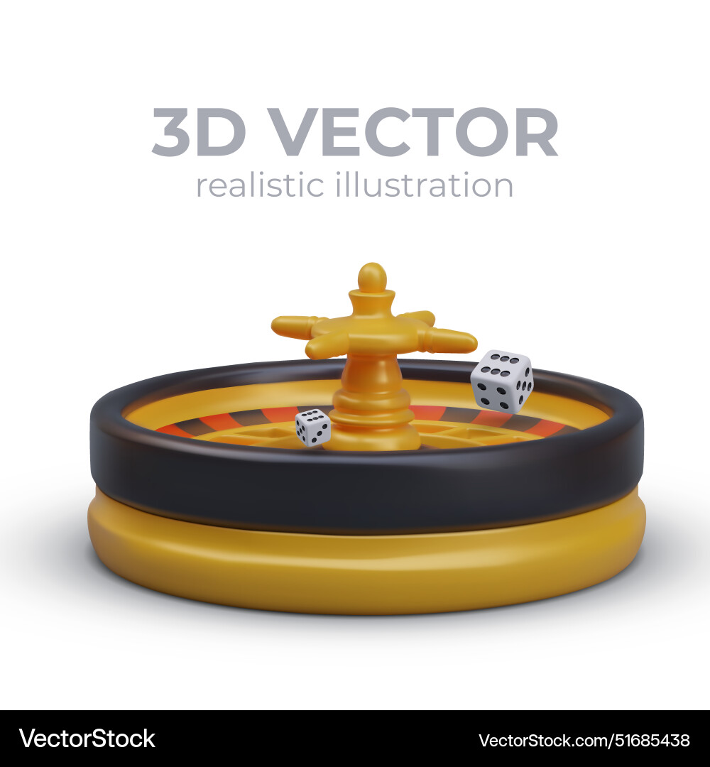 Realistic colored roulette wheel with dice symbol Vector Image