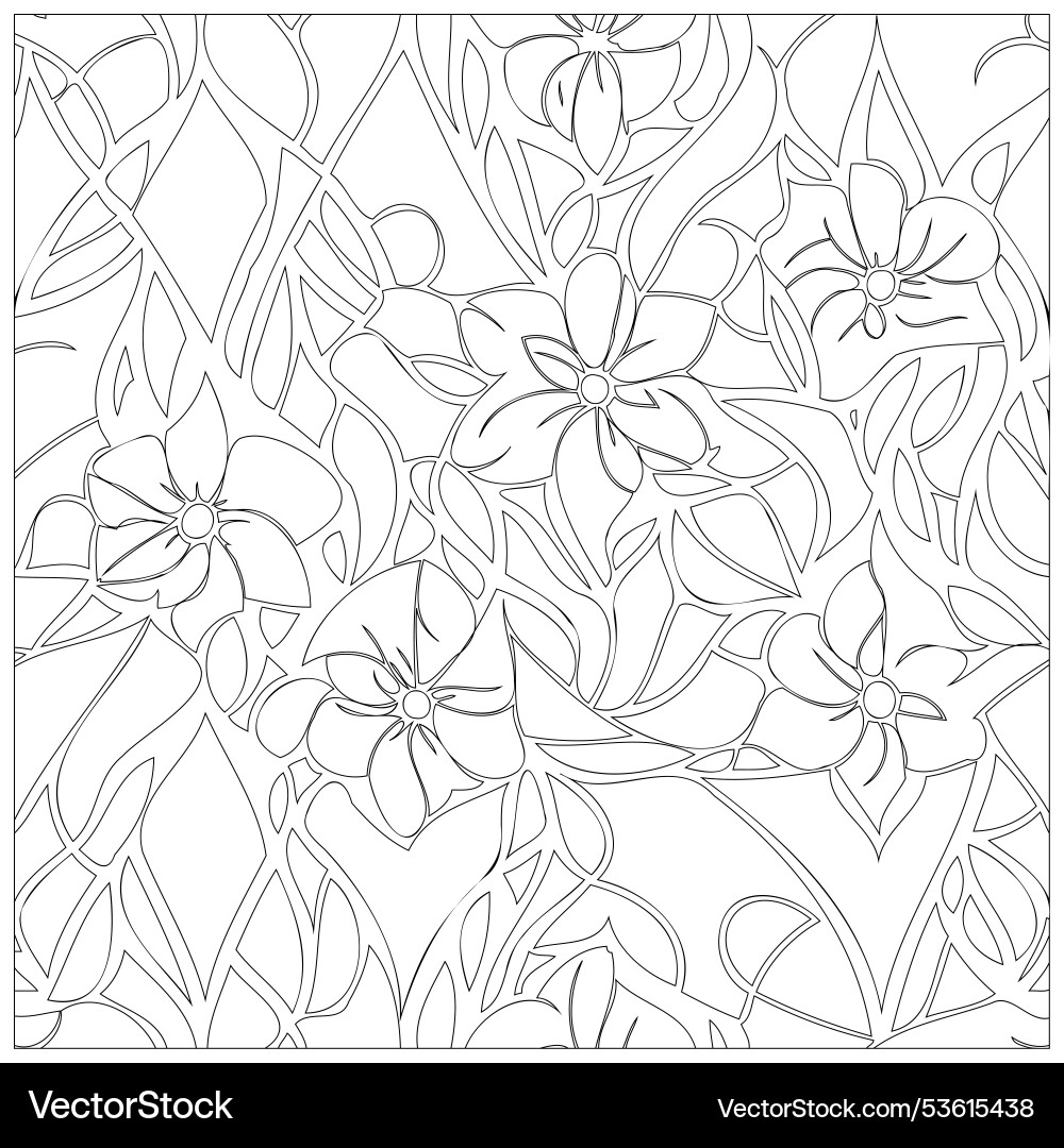 Tumpal flower pattern outline sketch Royalty Free Vector