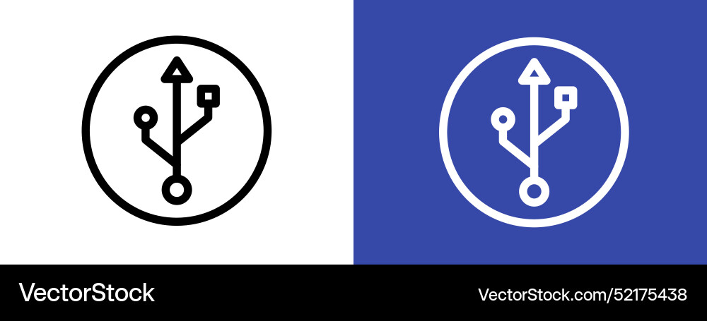 Usb logo sign set outline Royalty Free Vector Image