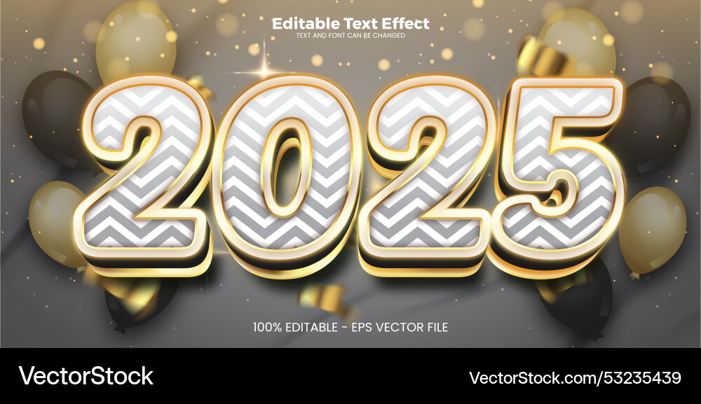2025 new year editable text effect in modern Vector Image