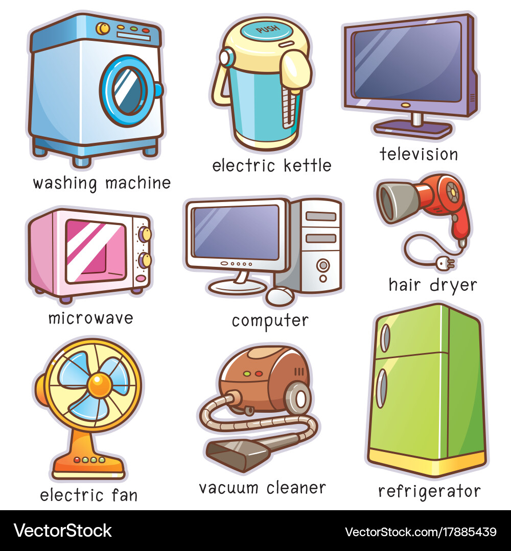 Cartoon Home Appliances Royalty Free Vector Image