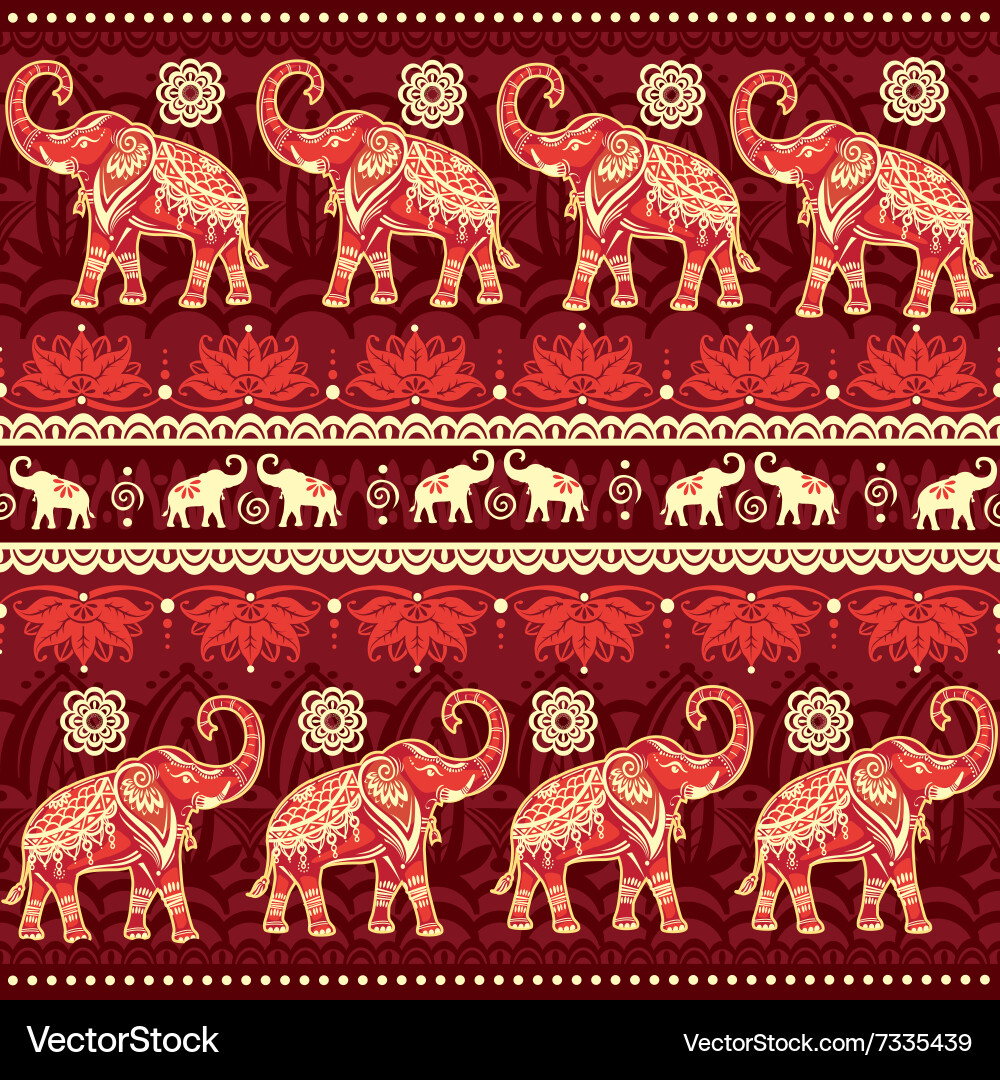 Elephant Motif Seamless Pattern Royalty Free Vector Image