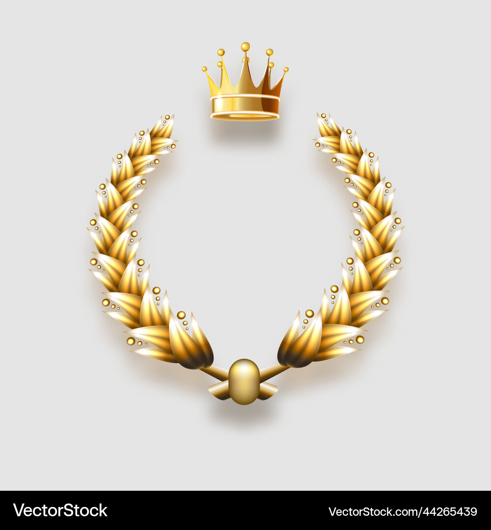 Gold crown laurel wreath winner frame Royalty Free Vector