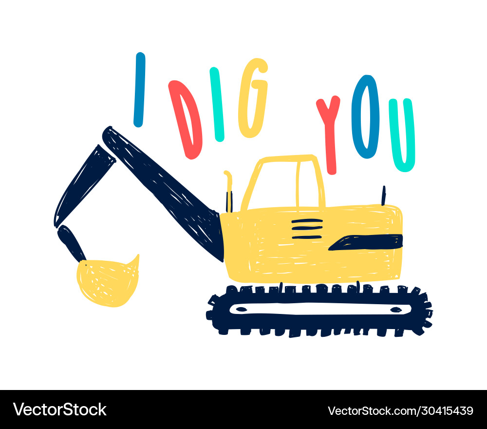 Hand drawing digger Royalty Free Vector Image - VectorStock
