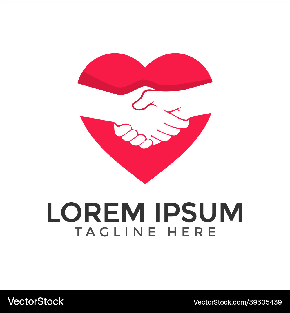 Hand shake for love template Royalty Free Vector Image