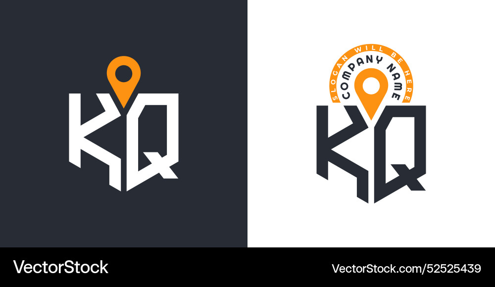 Kq location logo bundle letter dual icons Vector Image