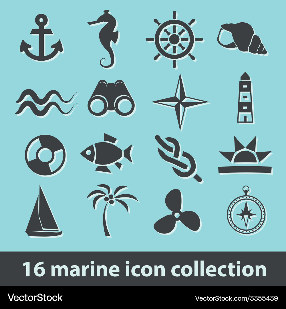 Marine icons Royalty Free Vector Image - VectorStock