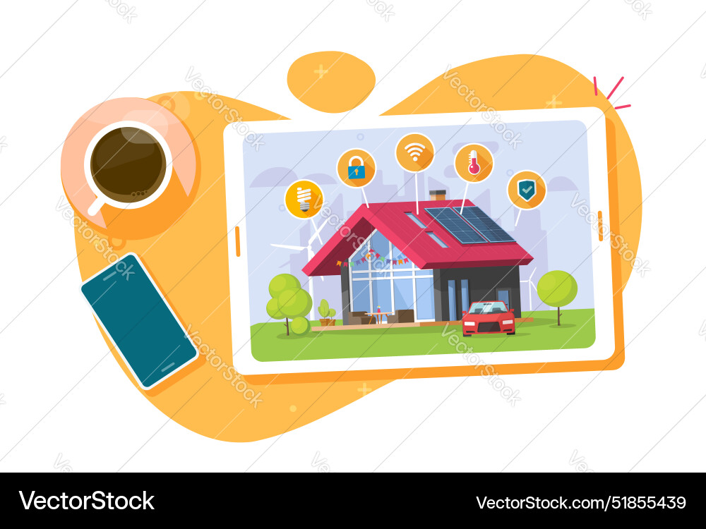 Smart home automated control device tablet flat Vector Image