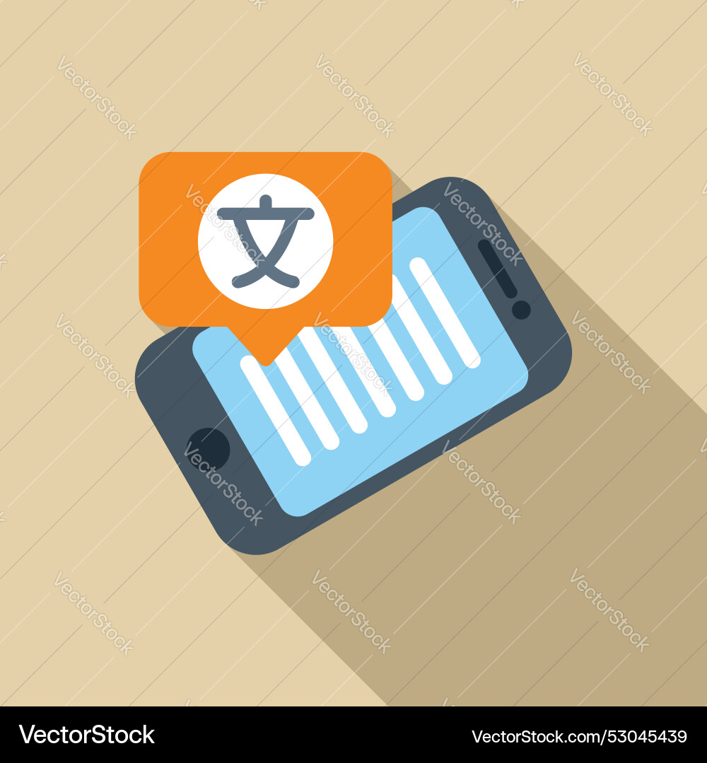 Smartphone showing foreign language symbol Vector Image