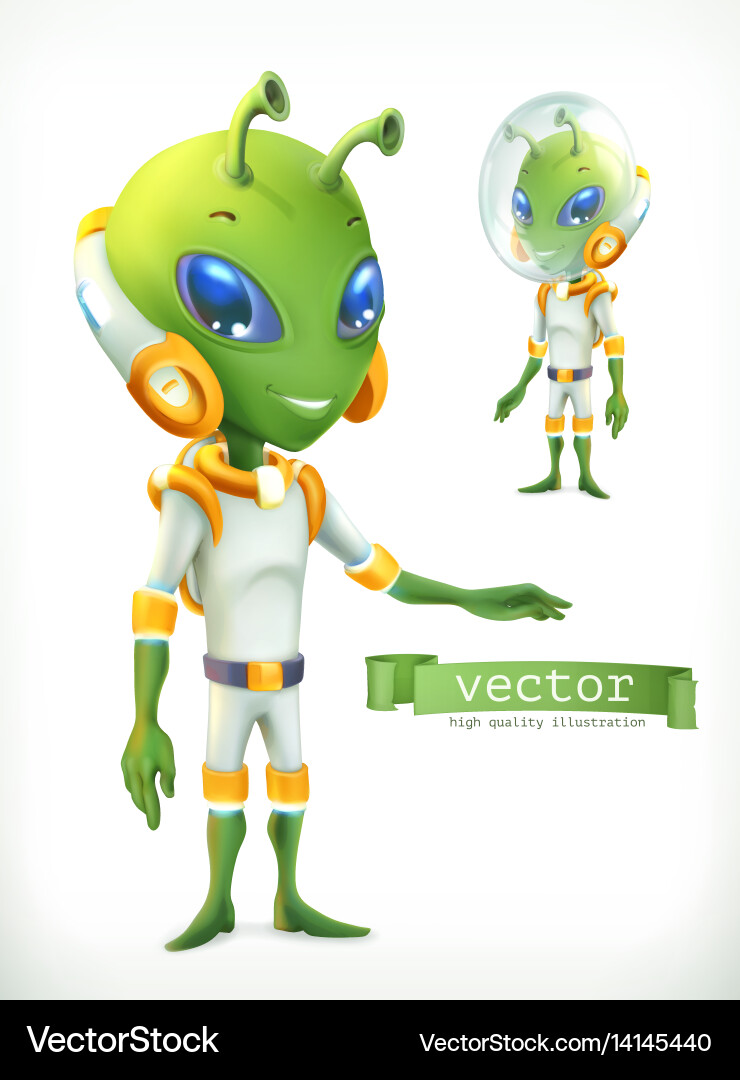 Alien in spacesuit funny character icon 3d Vector Image