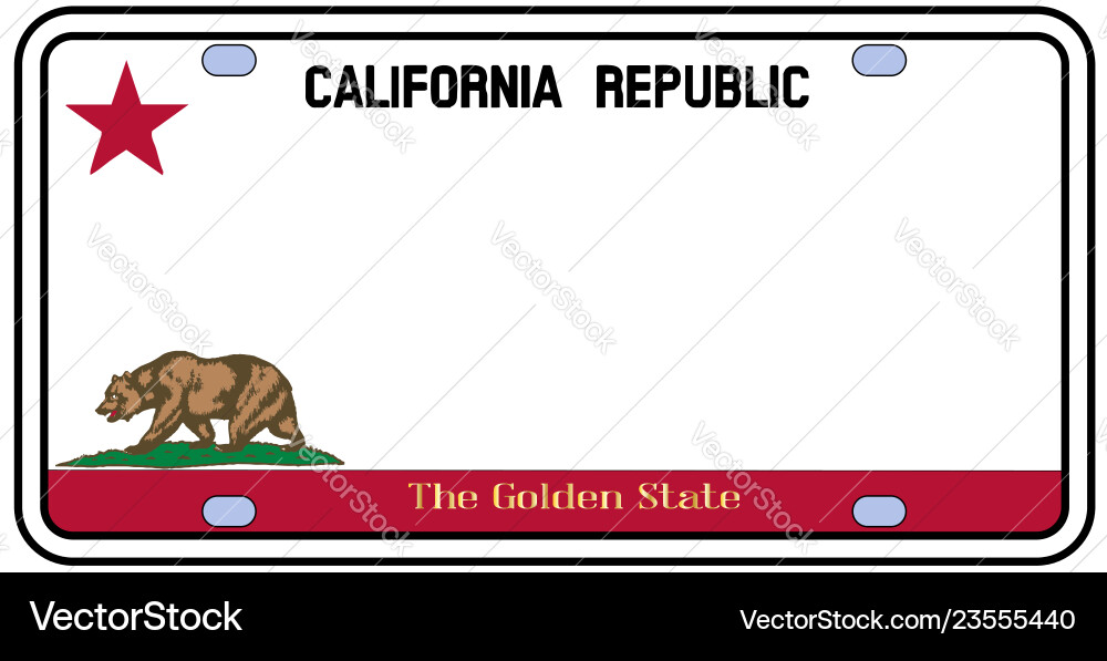 California license plate Royalty Free Vector Image