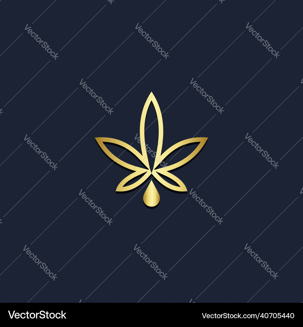 Cannabis Oil Logo - Gold Leaf Royalty Free Vector Image