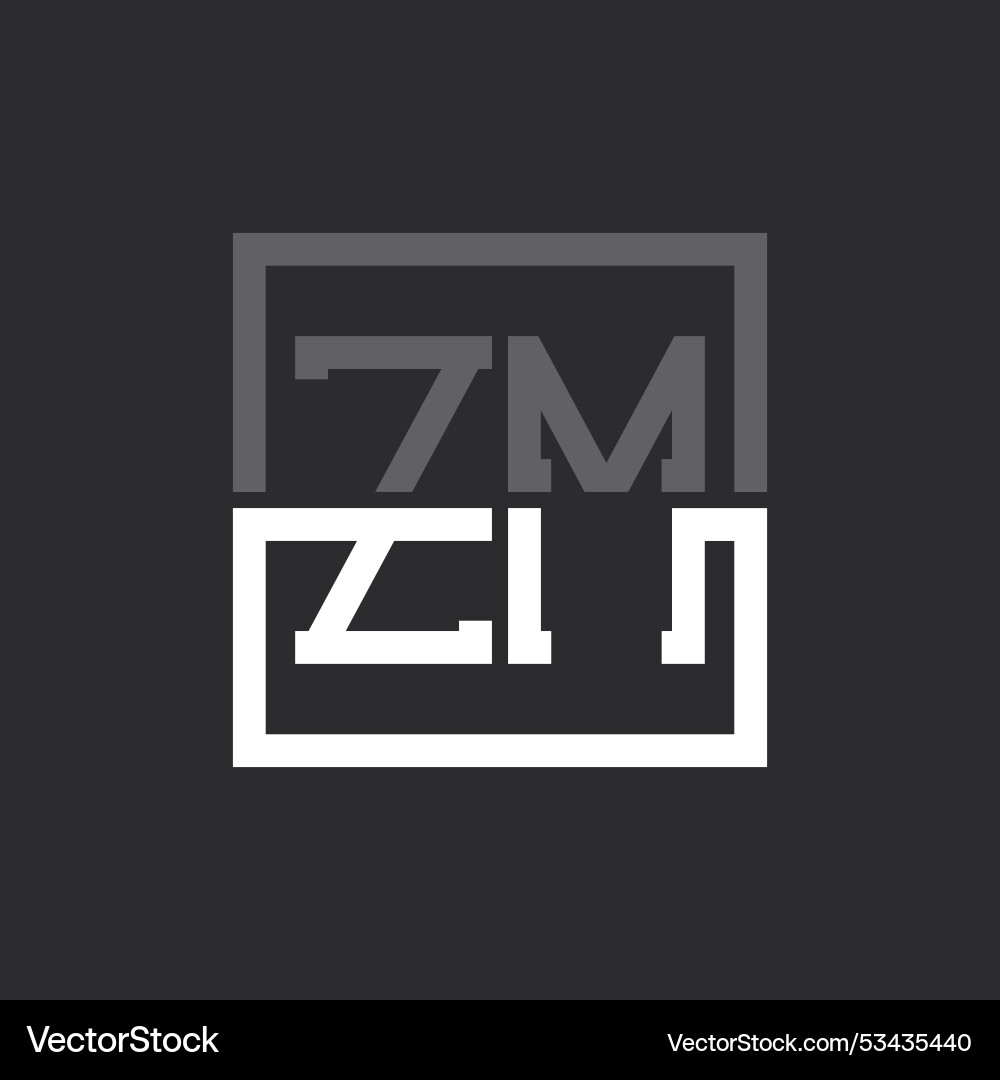 Creative modern minimalist zm letter logo design Vector Image