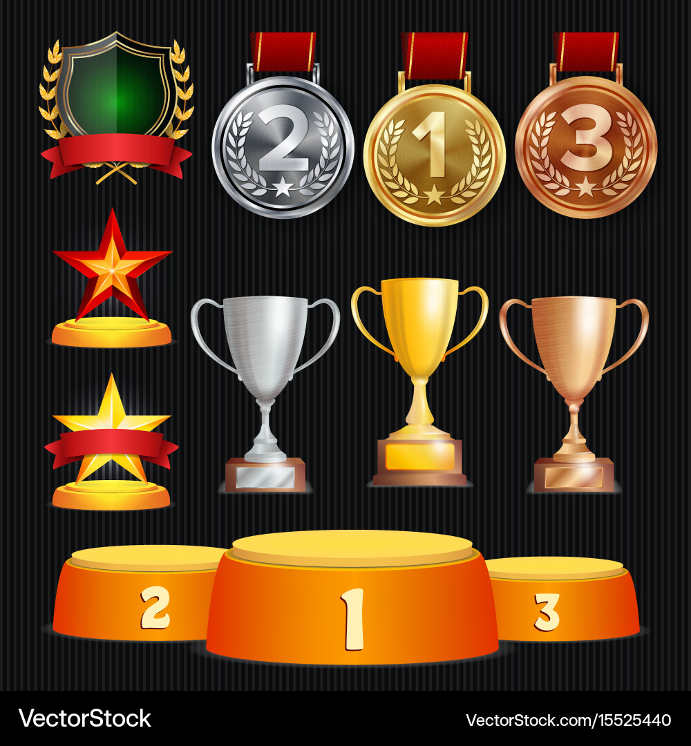 Golden Awards and Trophies Royalty Free Vector Image