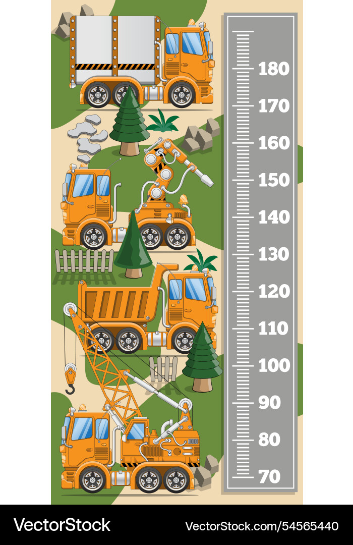 Meter wall with construction machines Royalty Free Vector