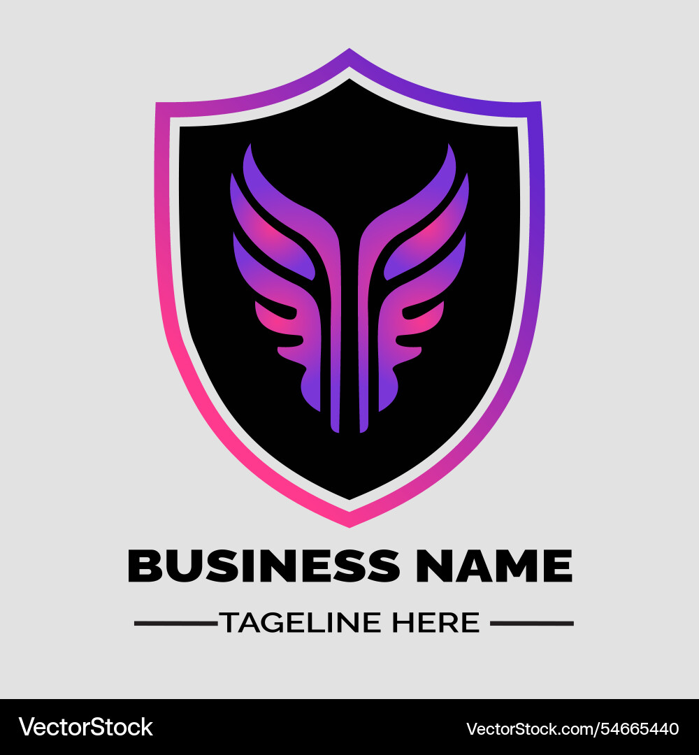 Modern black shield logo with gradient motif Vector Image
