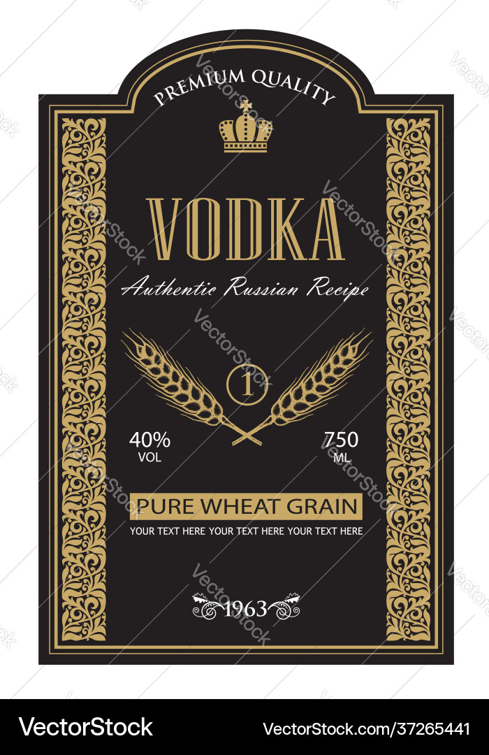 Black vodka label Royalty Free Vector Image - VectorStock