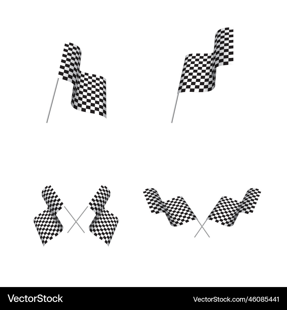 Checkered short flags set Royalty Free Vector Image