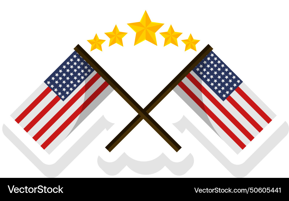 Crossed american flag sticker Royalty Free Vector Image