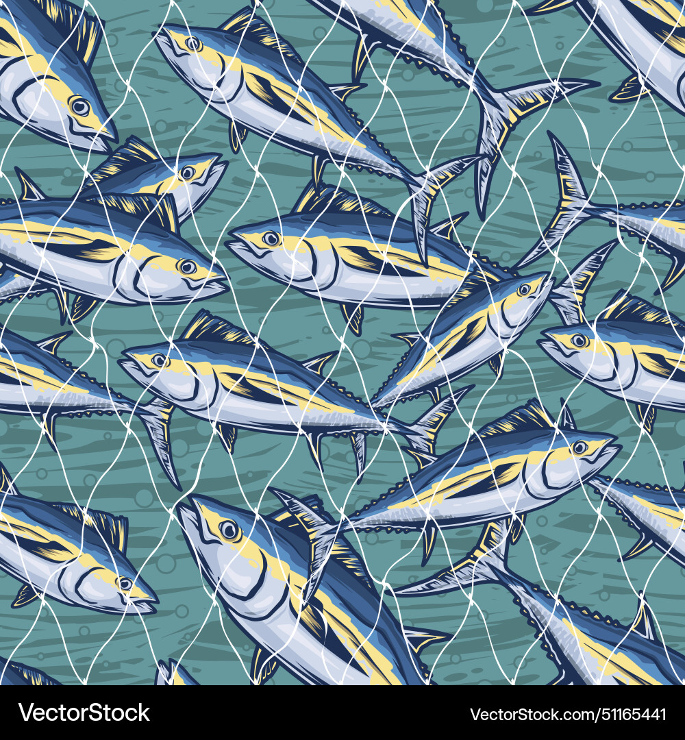 Fishnet tuna pattern seamless colorful Royalty Free Vector